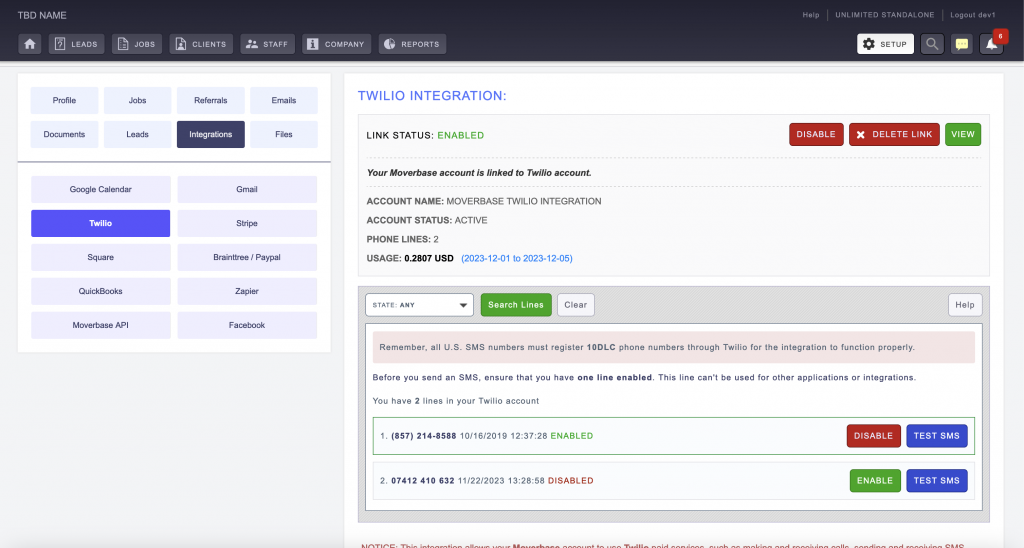 How to connect Moverbase to Twilio to start sending SMS text messages ...