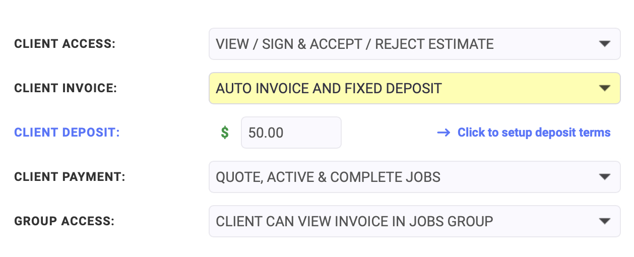 How to set up an automatic Deposit request when a client accepts quotes ...